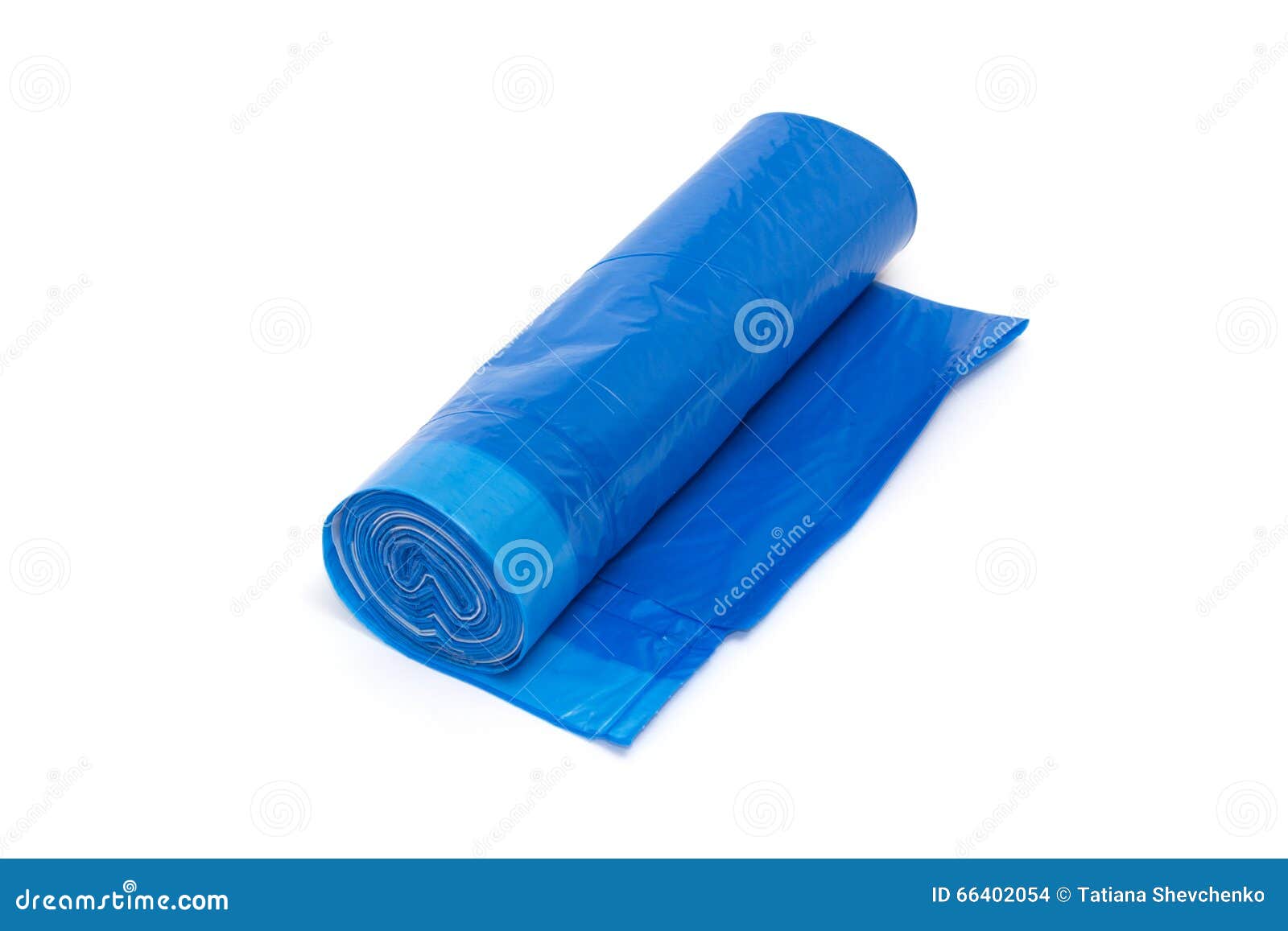 Roll of Blue Plastic Garbage Bags Isolated on White Stock Photo - Image ...