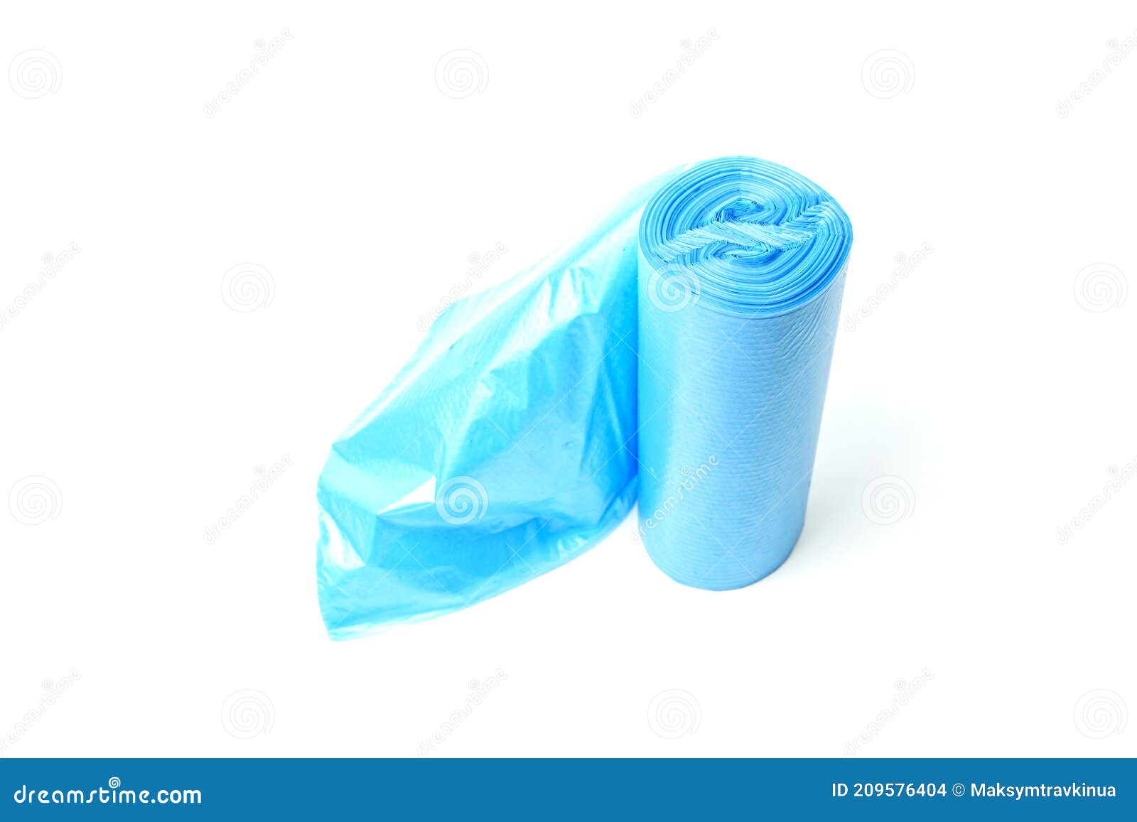 Roll of Blue Plastic Trash Bags Isolated on White Stock Photo - Image ...