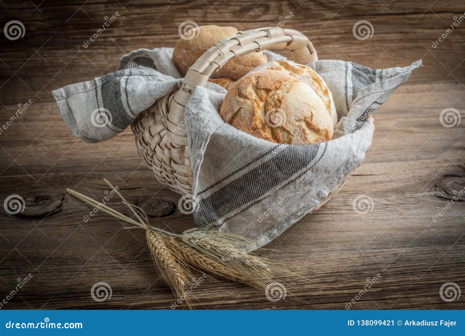 Roll Breads in Basket on Table Stock Image - Image of bread, crispy ...