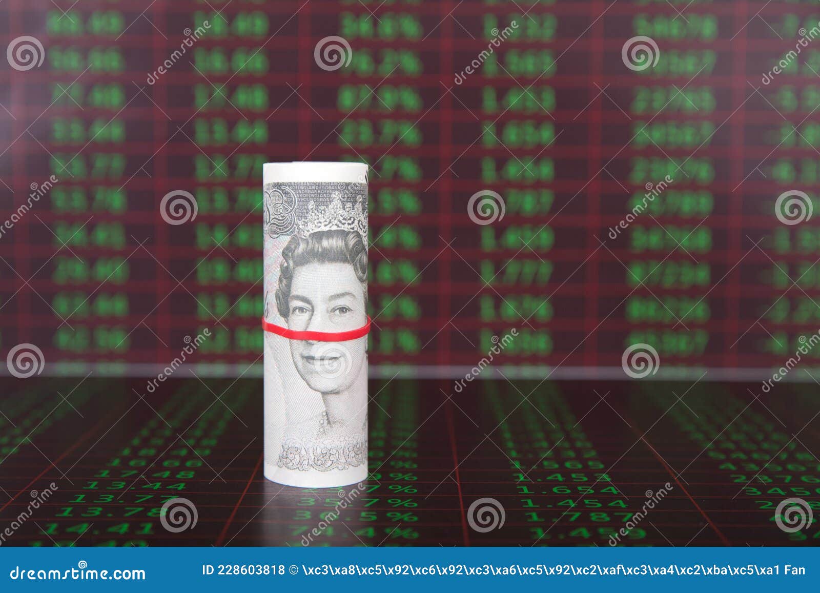 Roll of British Pound Banknotes on Digital Background Editorial Stock ...