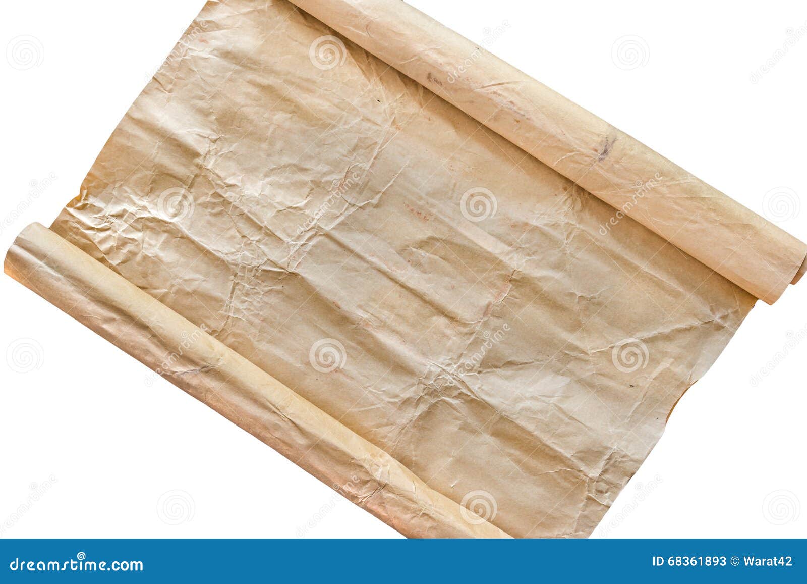 Roll brown crumpled paper stock image. Image of frame - 68361893