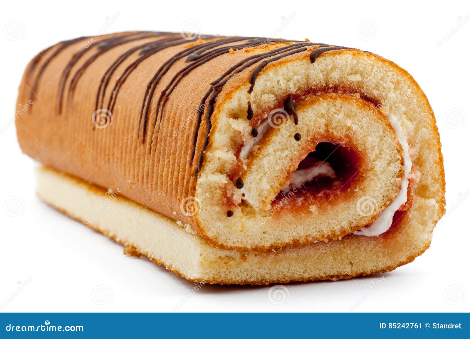 Roll cake with cream stock image. Image of cream, isolated - 85242761
