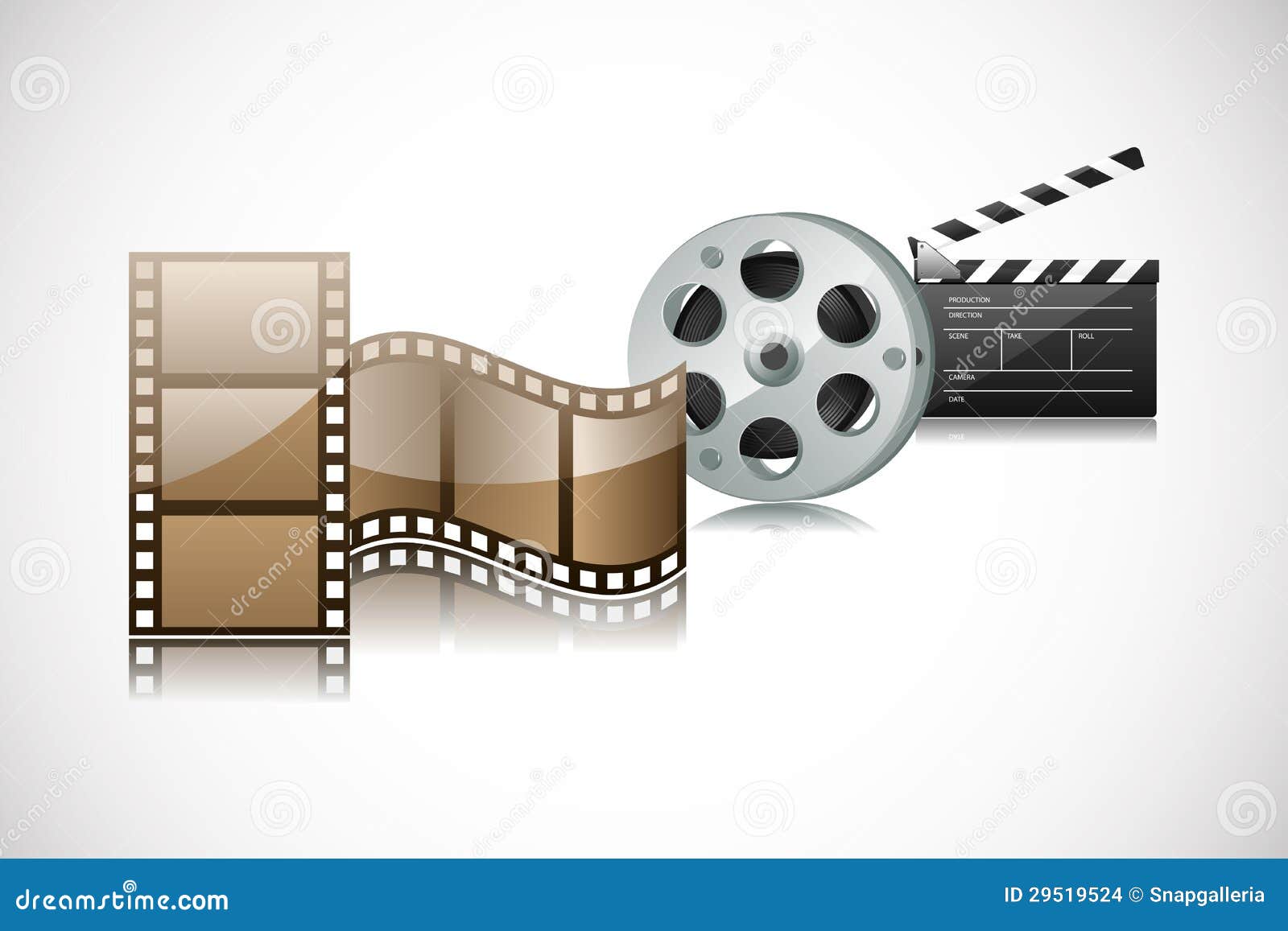 Roll Camera and Action stock vector. Illustration of footage - 29519524