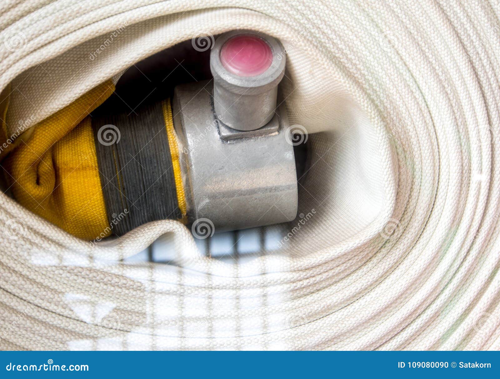Roll of Hose in the Emergency Firefighting Box Stock Photo - Image of ...