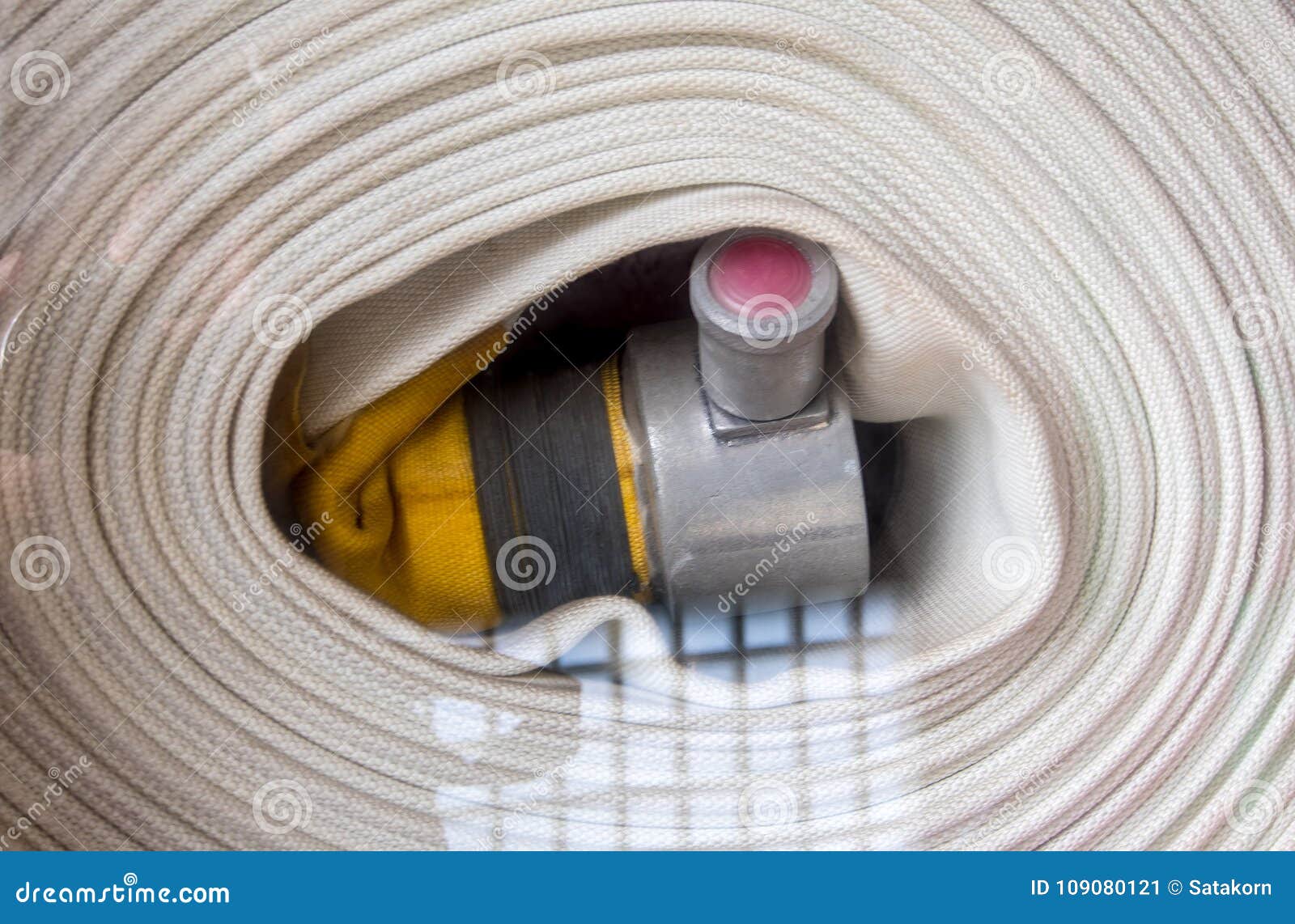 Roll of Hose in the Emergency Firefighting Box Stock Image - Image of ...