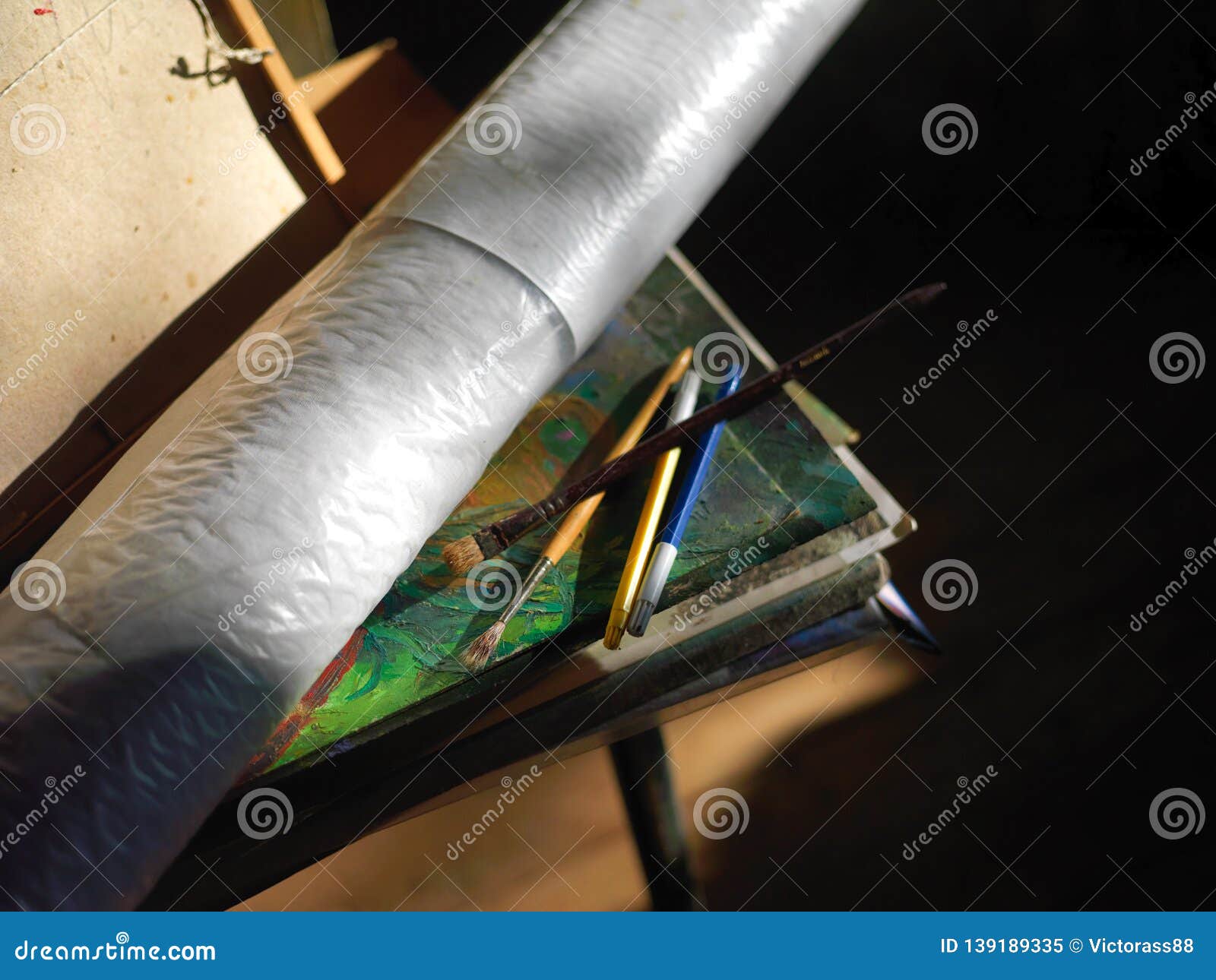 Roll of canvas stock image. Image of sunlight, workplace - 139189335