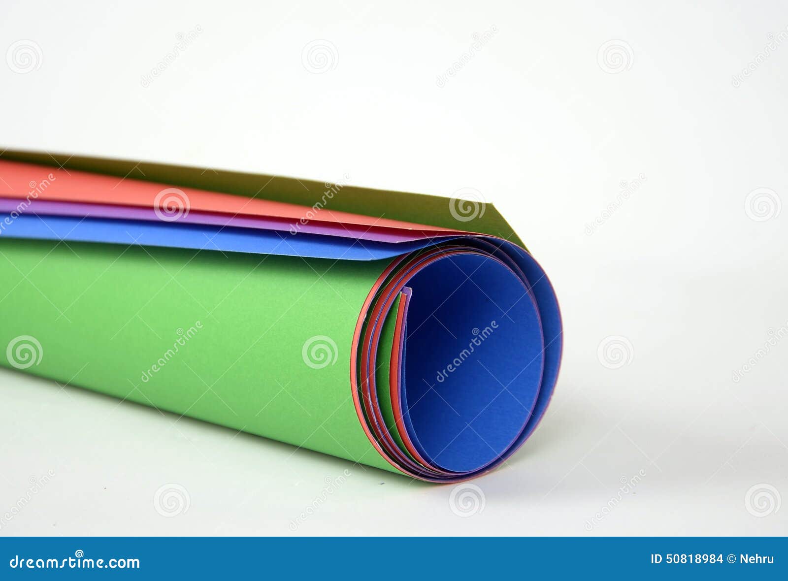 Roll of color paper stock photo. Image of isolated, object - 50818984