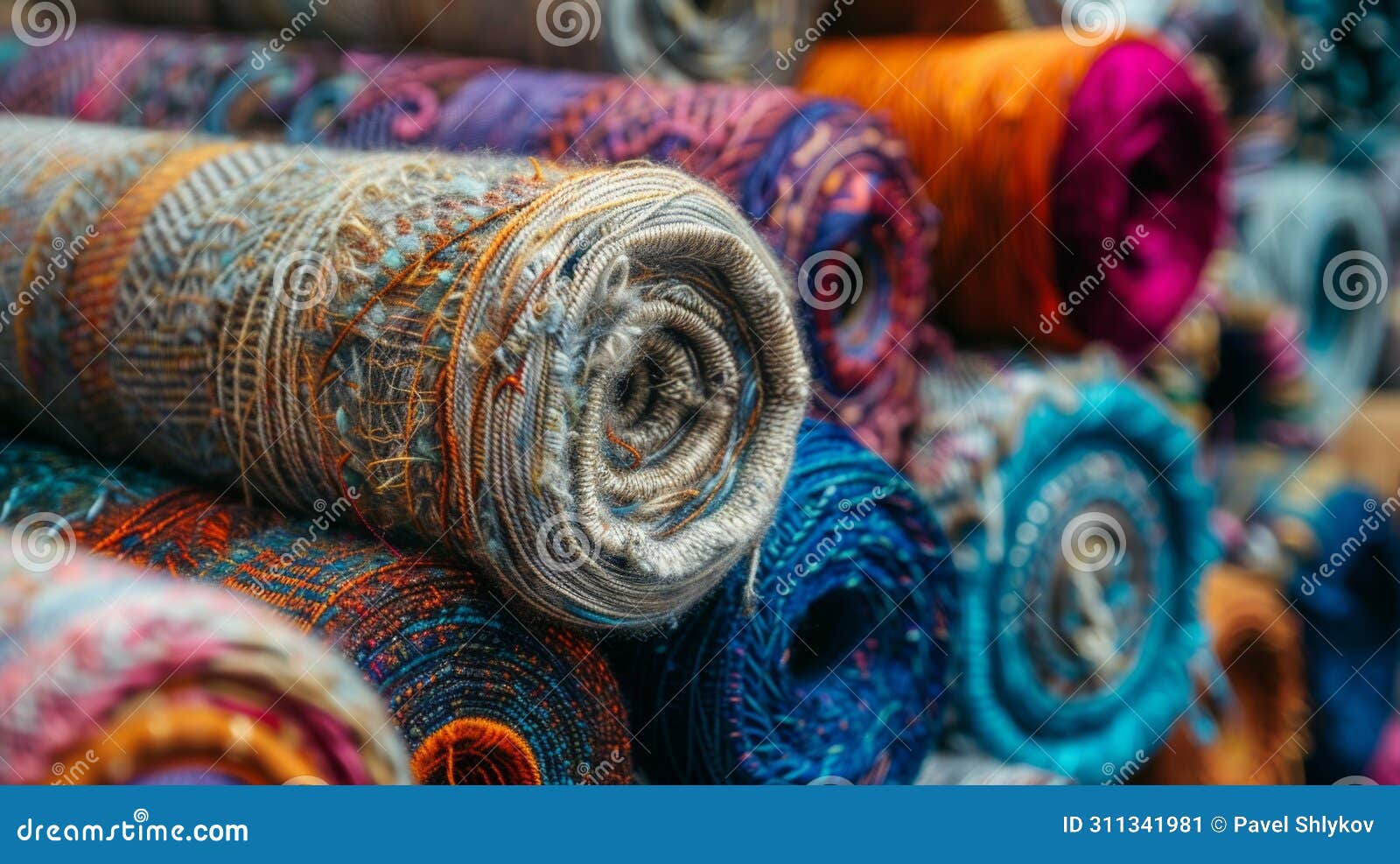 Roll of the Colored Textile. Raw Materials for Manufacture Stock Image ...