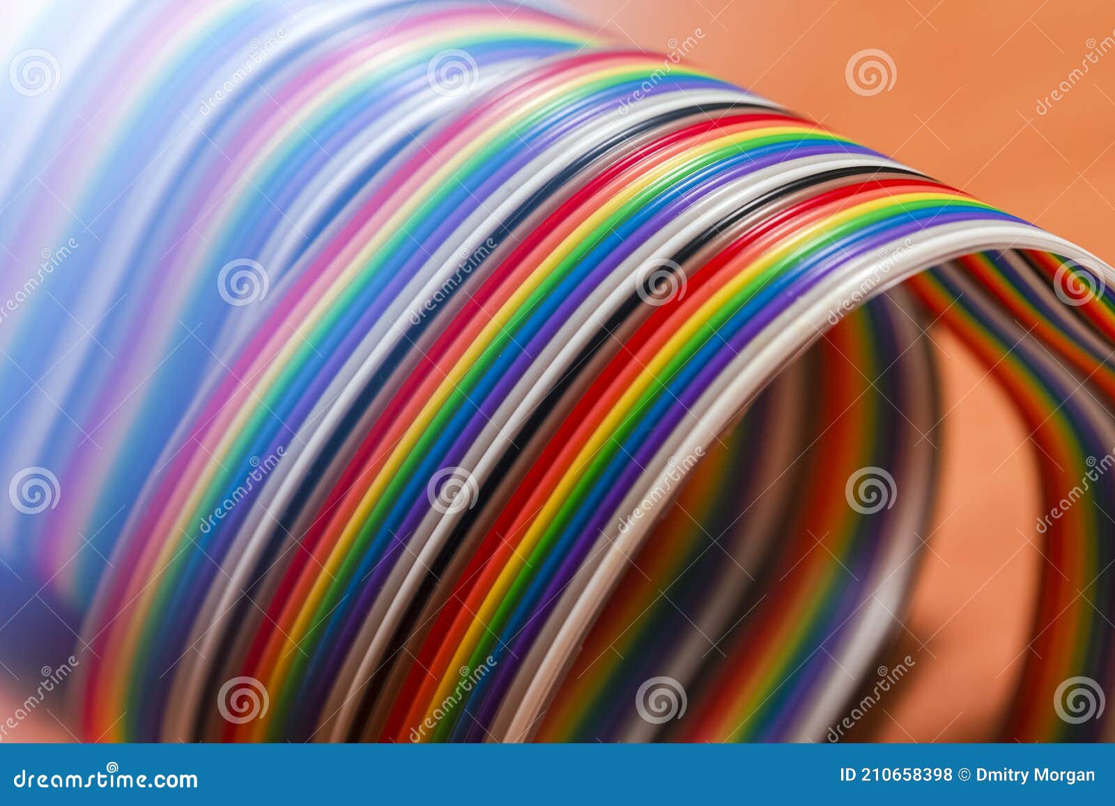 Roll of Colorful Twisted Connecting Wire Strip on Plain Surface Stock ...