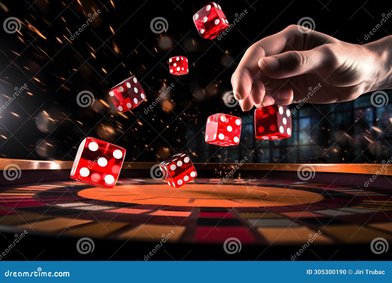 Roll the Dice. Action Shot of Dice Being Rolled on a Dice Table ...