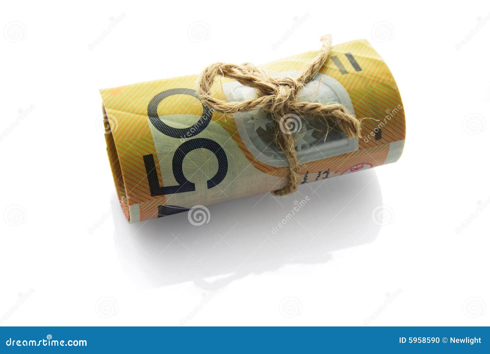 Roll of Dollar Notes Tied with String Stock Photo - Image of bundle ...