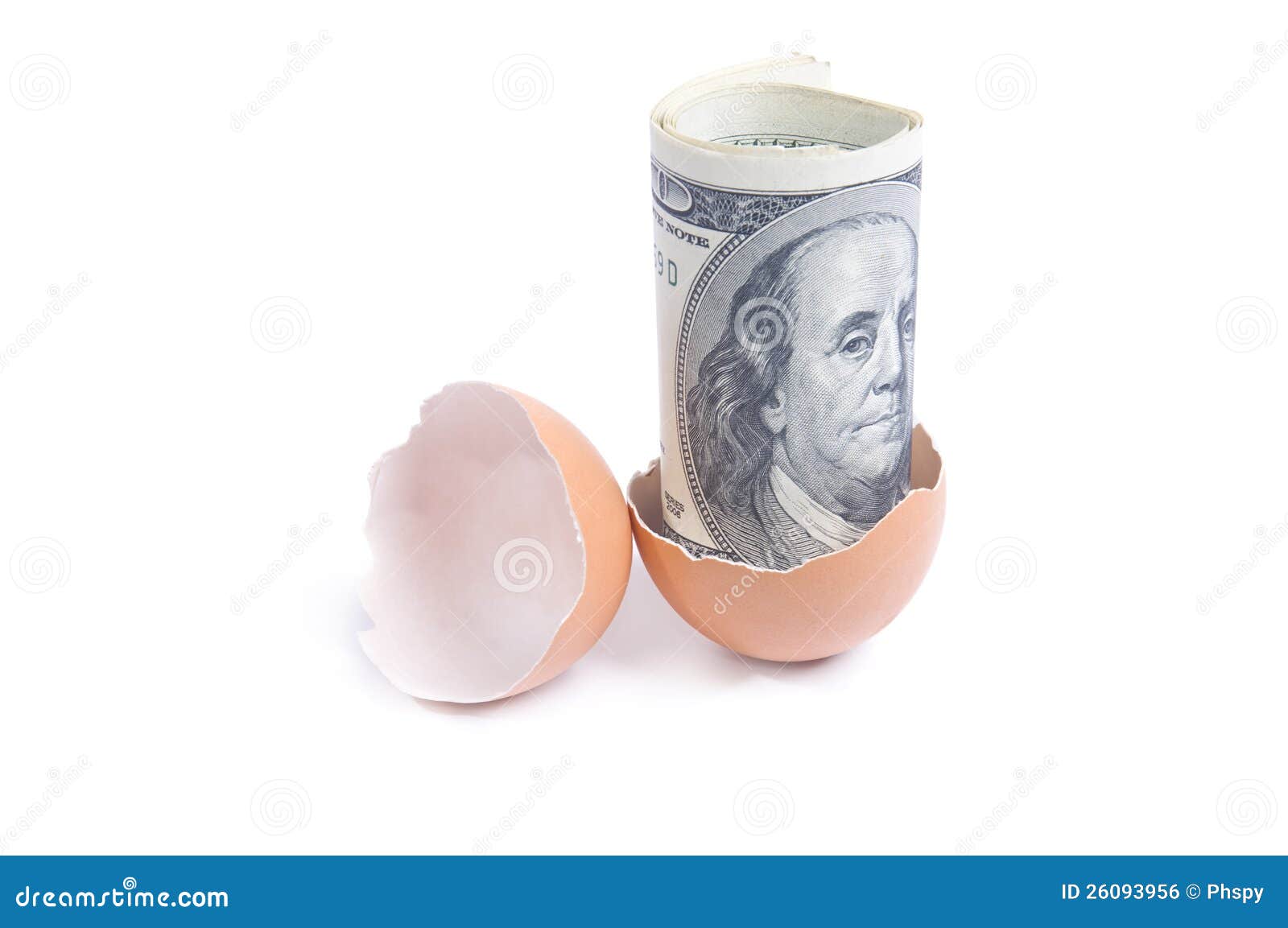 Roll of Dollars in a Egg Shell Stock Photo - Image of dollar, american ...