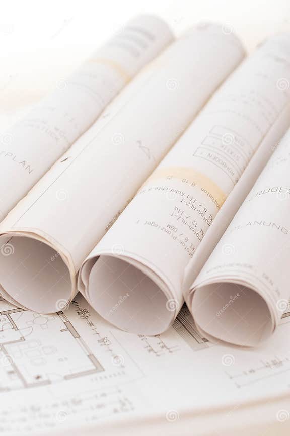 Roll of drawing plans stock image. Image of concept, draw - 704883
