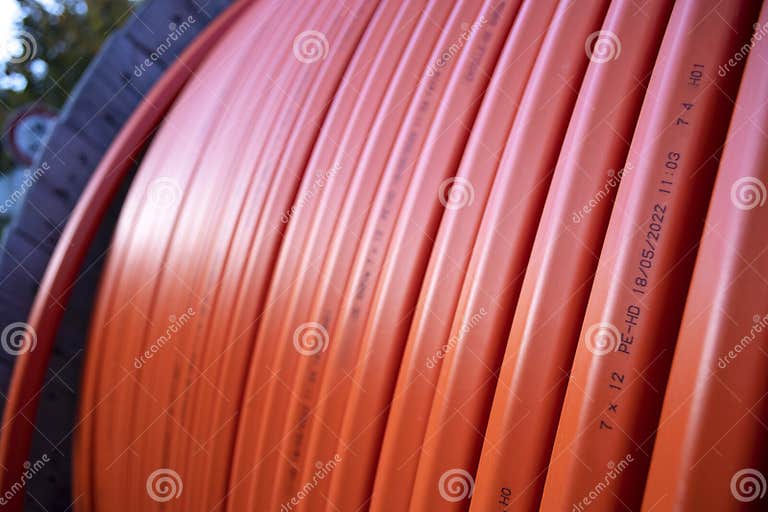 Roll of Conduits for Underground Fiber Optic Cables Stock Image - Image ...