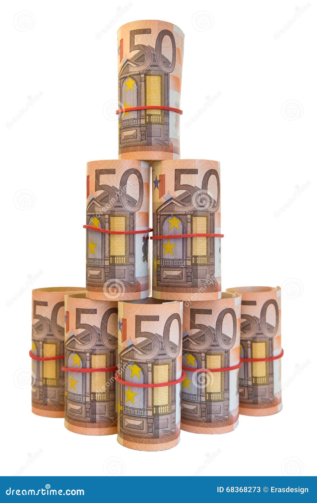 Roll of 50 Euro bank notes stock image. Image of symbol - 68368273