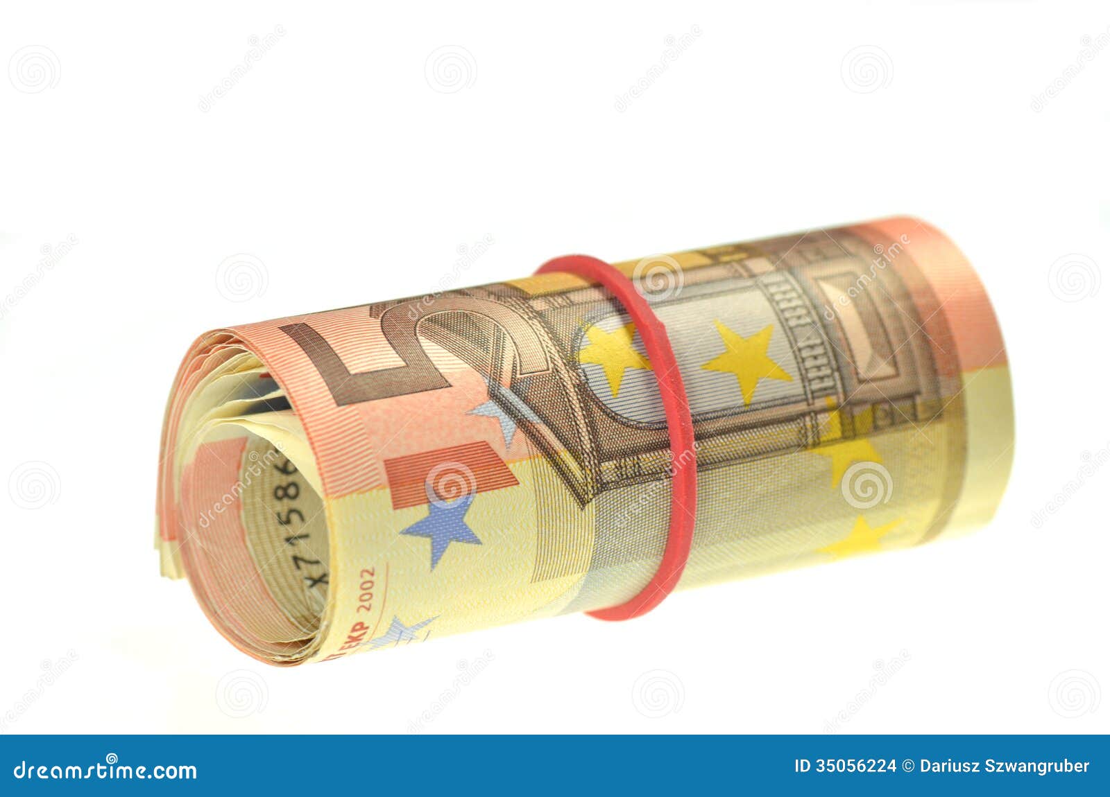 Roll of euro banknotes stock photo. Image of isolated - 35056224