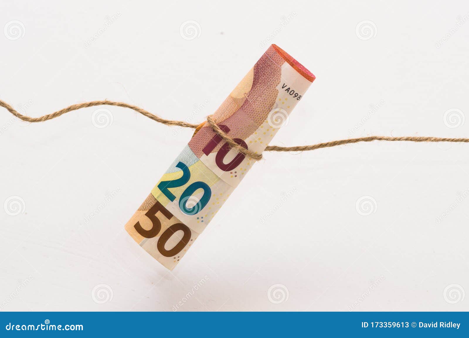 Roll of Euro Money Banknotes Tied with String Stock Image - Image of ...