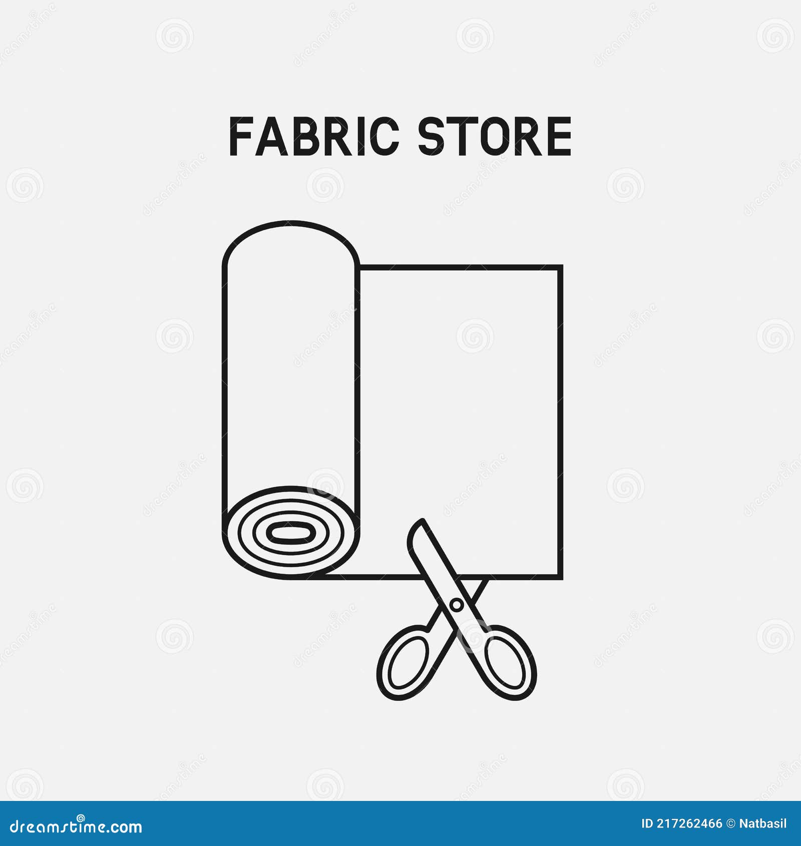 Roll of Fabric Cut with Scissors. Fabric Store Icon Stock Vector ...