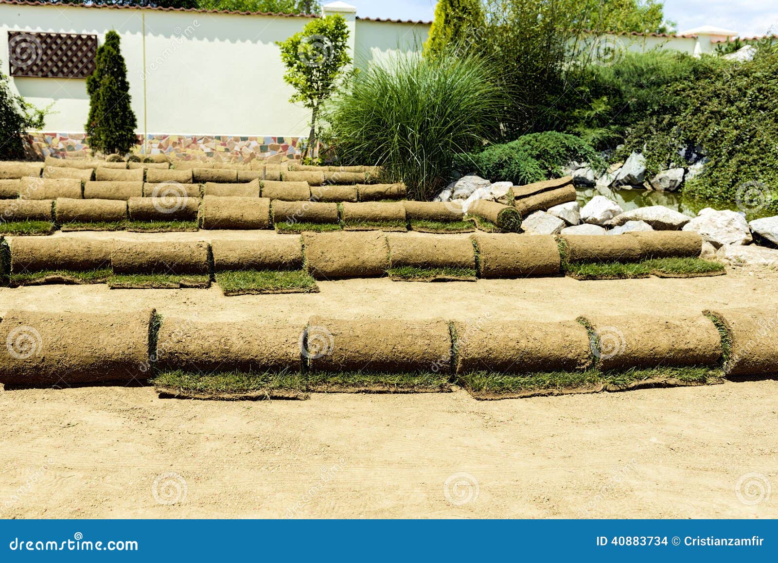 Roll Grass on the Ready Lawn Stock Photo - Image of lying, grass: 40883734