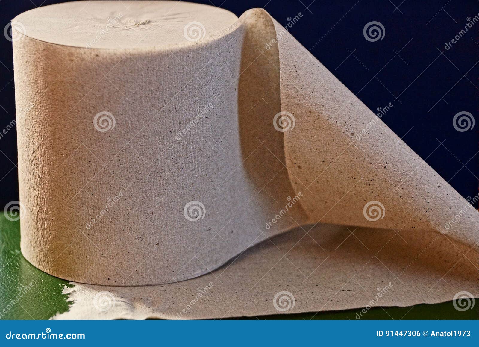 Gray Toilet Paper Roll Lies On A Green Cloth Royalty-Free Stock ...