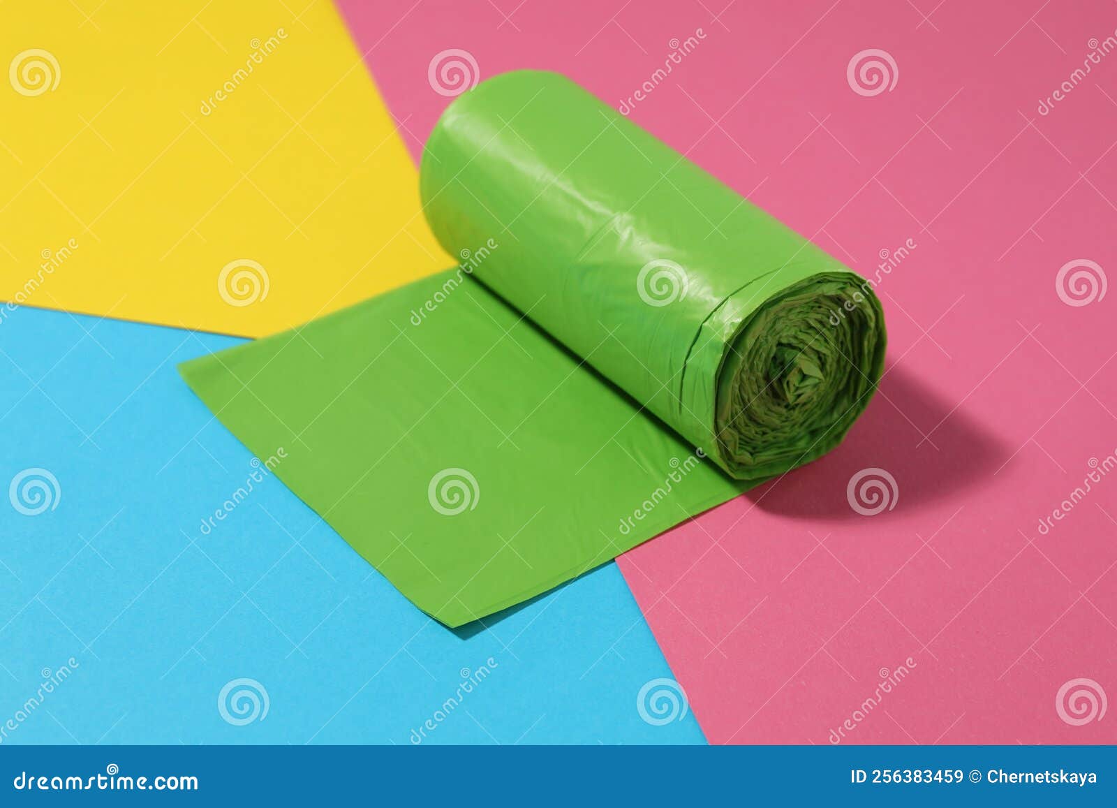 Roll of Green Garbage Bags on Color Background Stock Image - Image of ...