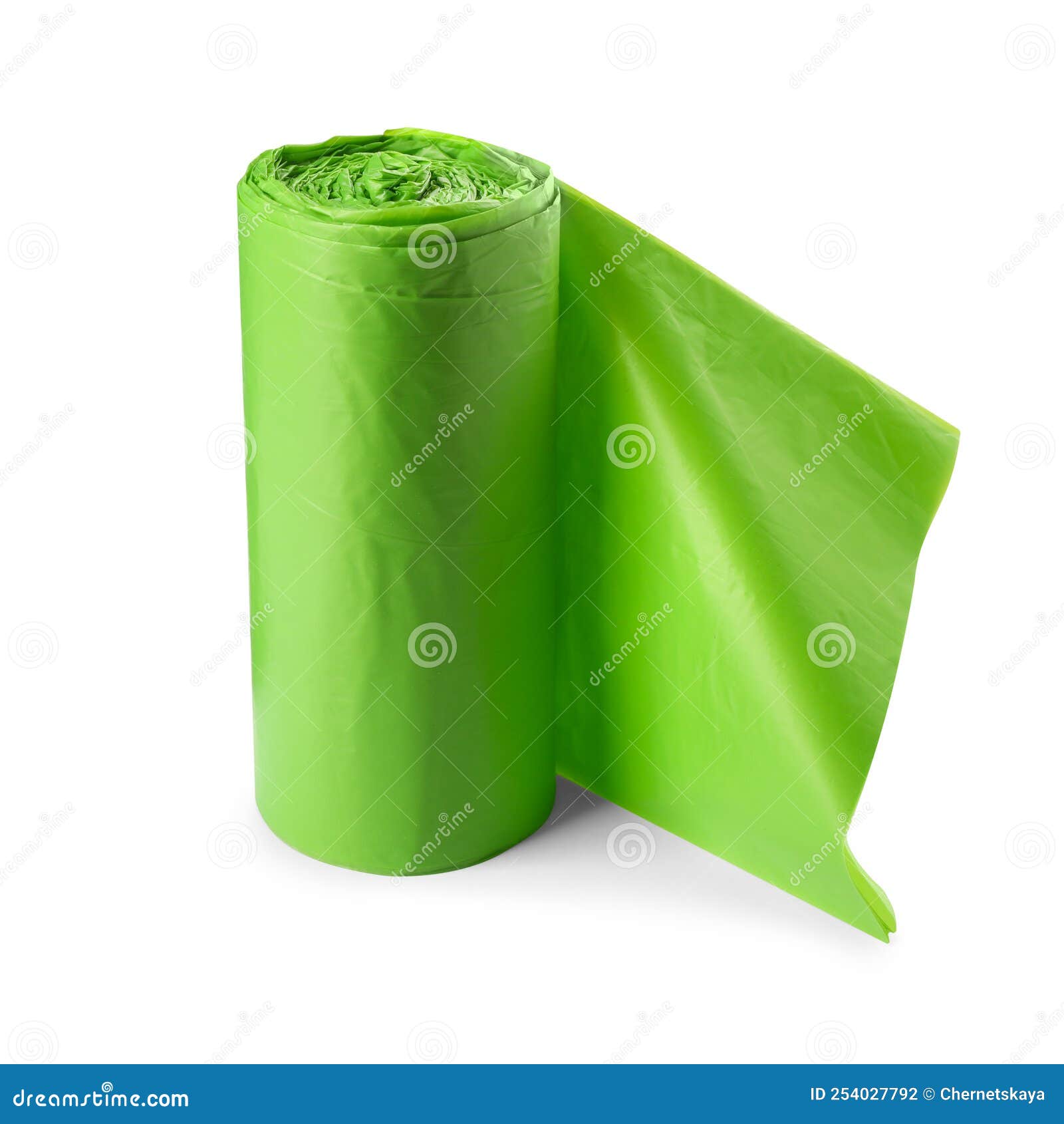 Roll of Green Garbage Bags Isolated on White Stock Photo - Image of ...