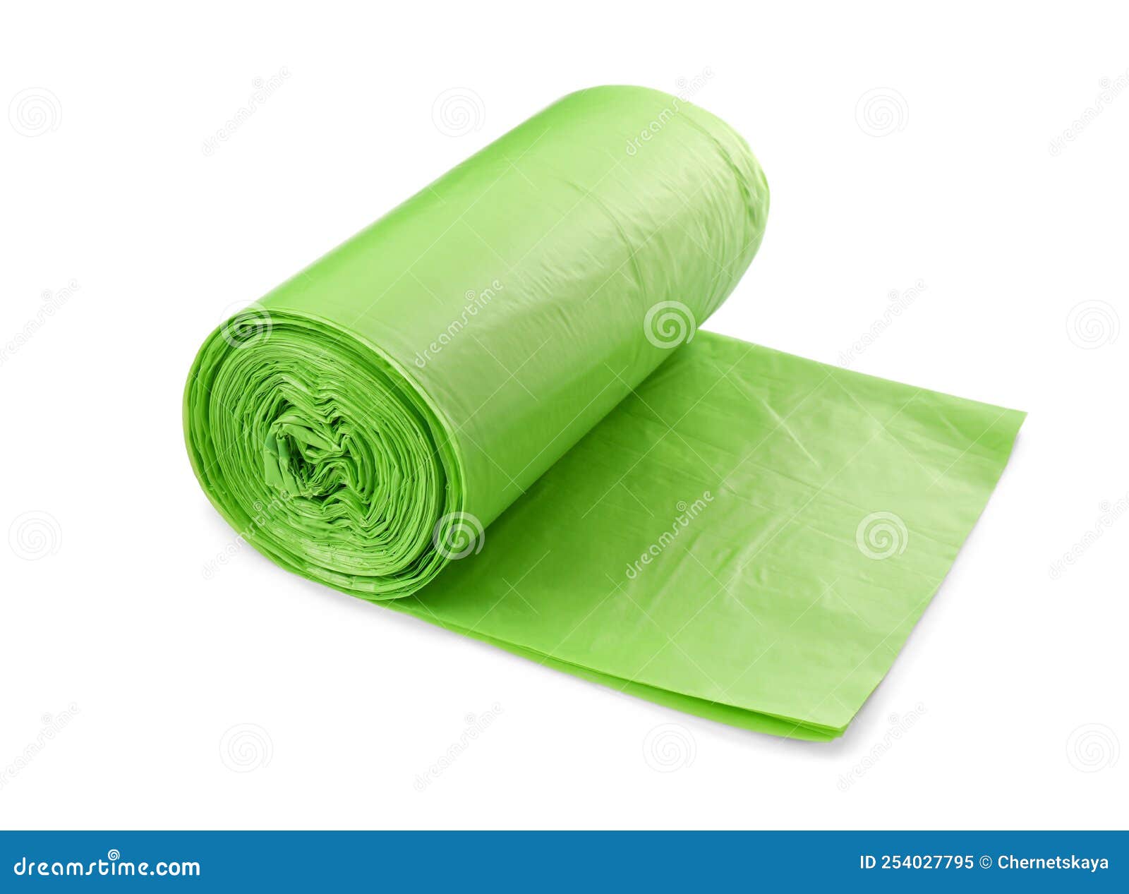 Roll of Green Garbage Bags Isolated on White Stock Image - Image of ...