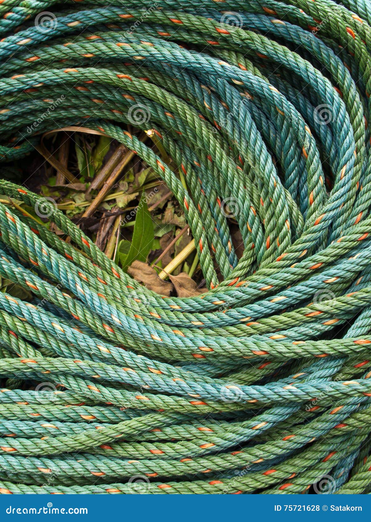 Roll of green nylon rope stock photo. Image of detail - 75721628
