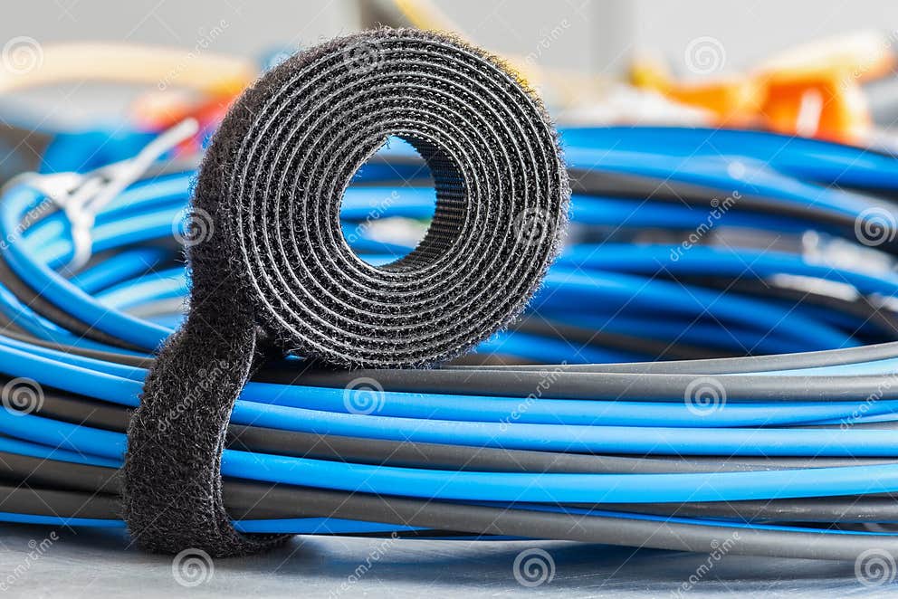 Roll of Hook and Loop, Velcro Tape with Bundle of Cables, Electrical ...