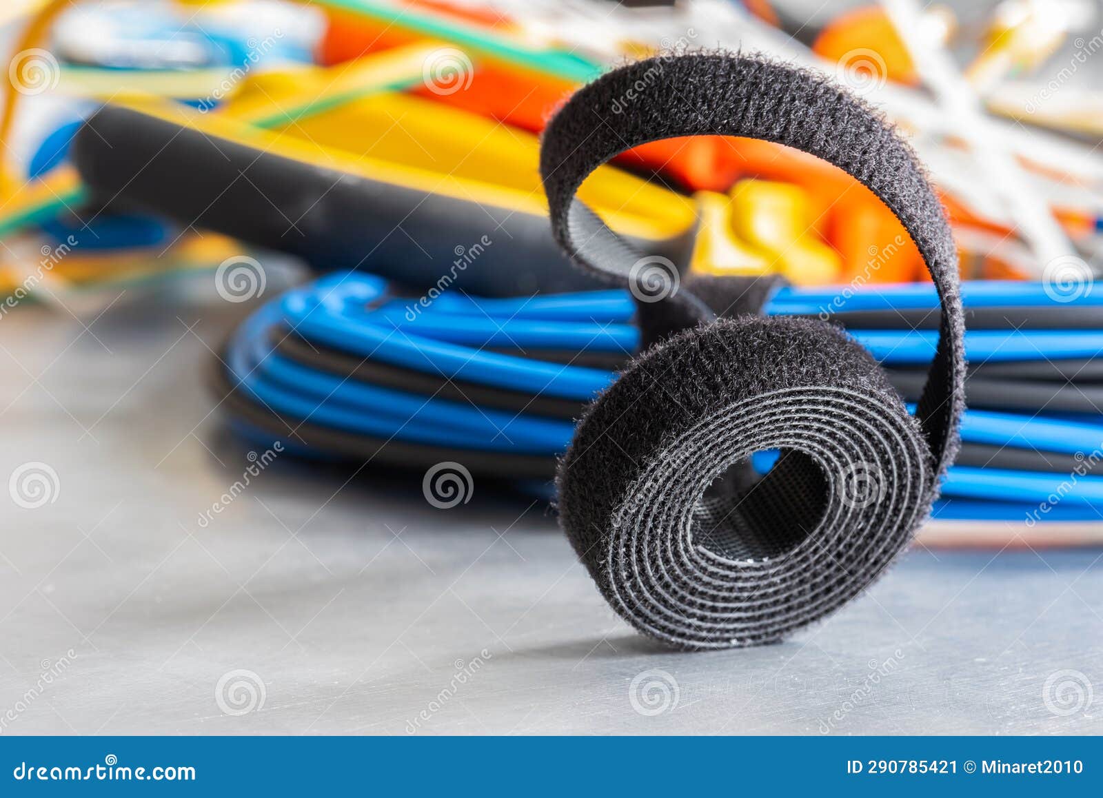 Roll of Hook and Loop Velcro Tape Used To Organize Cable in Electrical ...