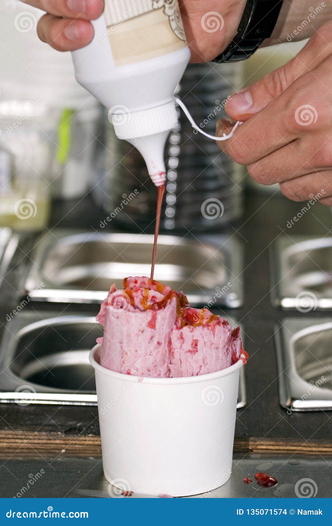 To Put an Ice Cream Roll in a Glass Stock Photo - Image of summer ...