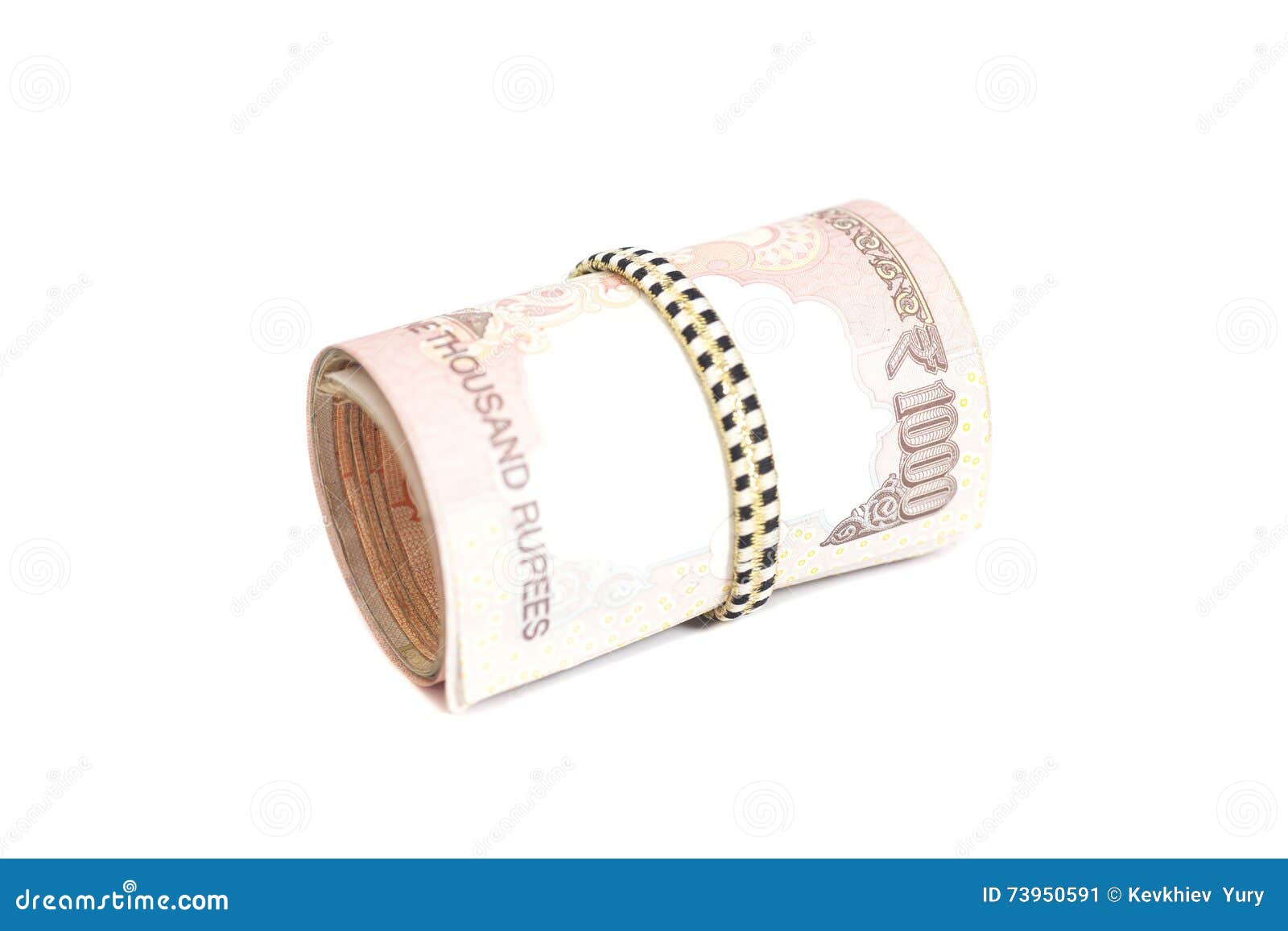 Roll of Indian Rupees on White Stock Image - Image of fortune, band ...