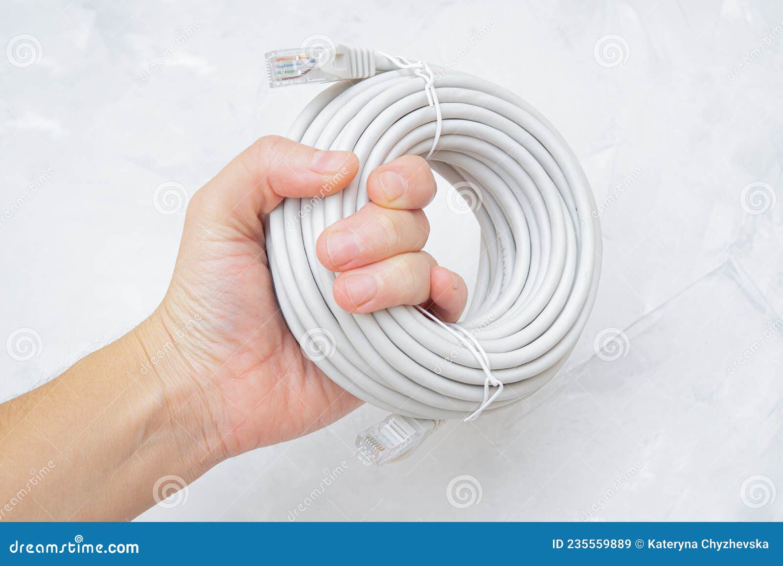 Roll of Internet Cable in Hand Stock Image - Image of fixed ...