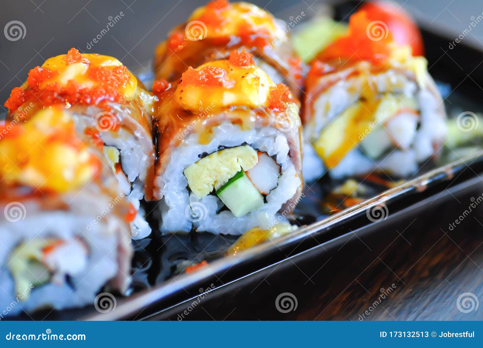 Japanese Roll, Maki or Beef Roll Stock Image - Image of japan, cuisine ...