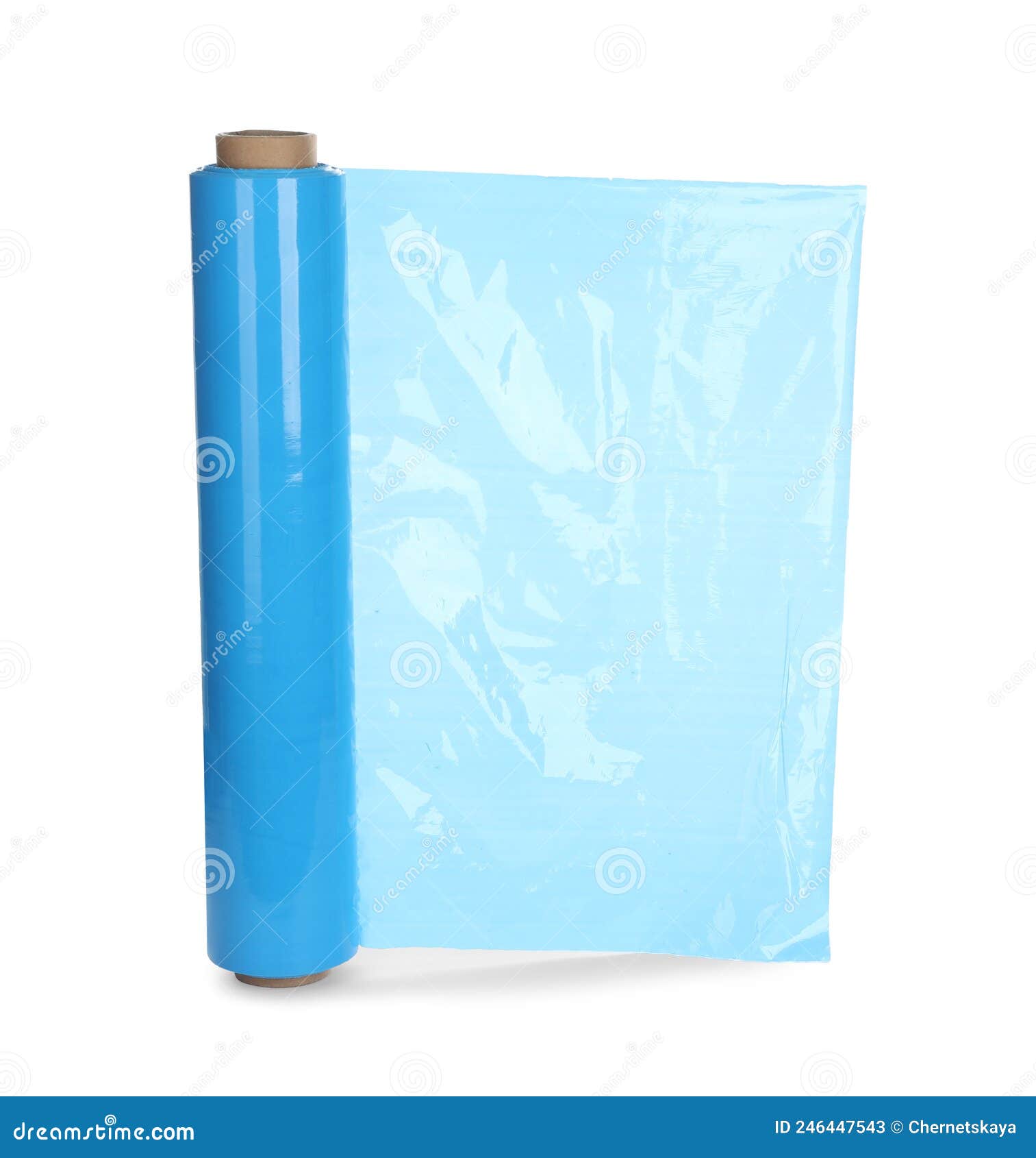 Roll of Light Blue Stretch Wrap Isolated on White Stock Image - Image ...