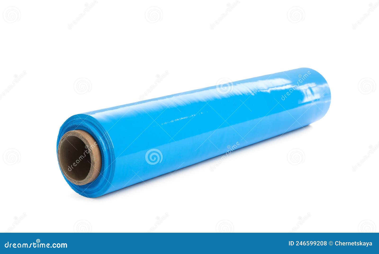 Roll of Light Blue Stretch Wrap Isolated on White Stock Photo - Image ...