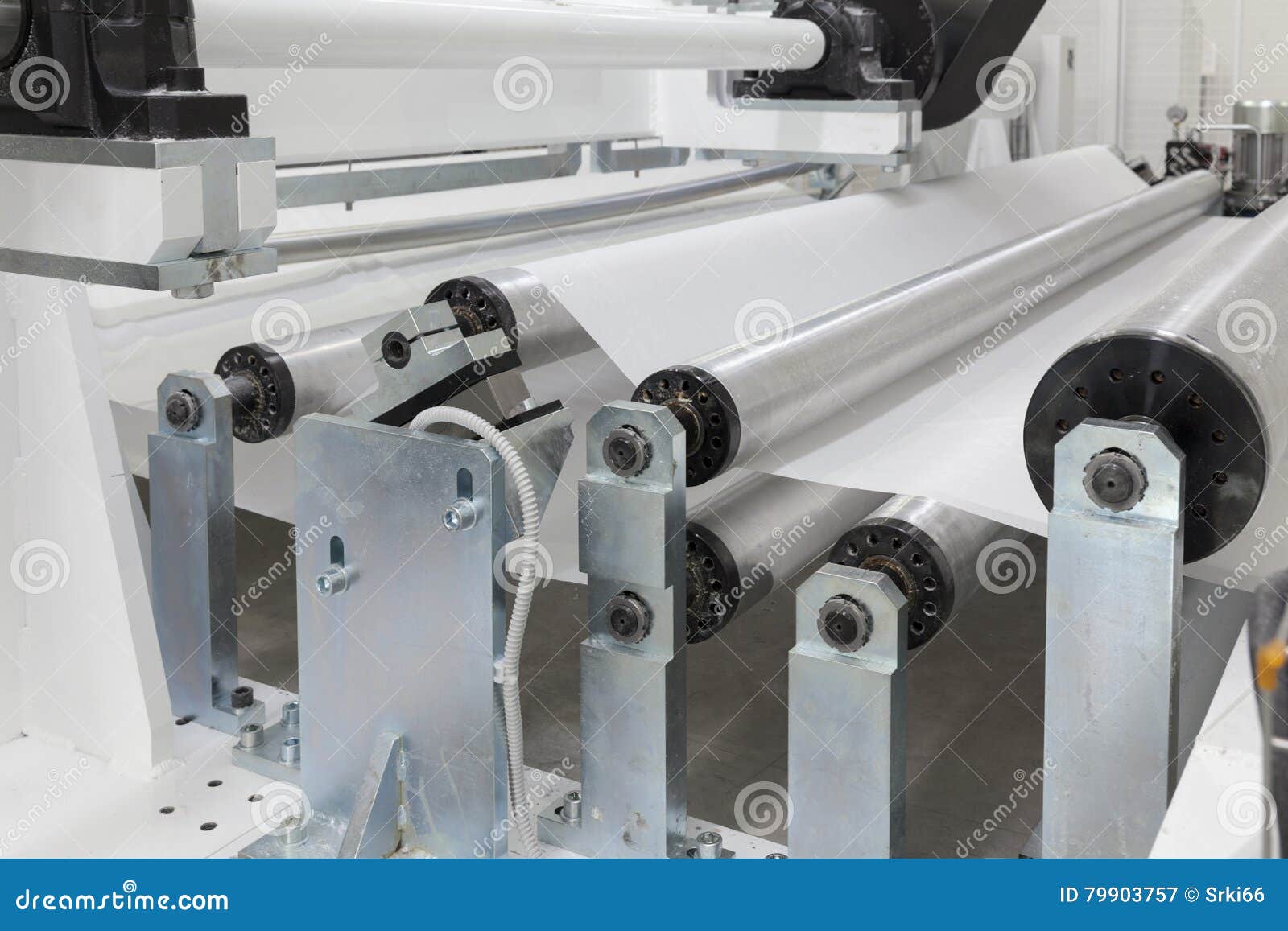 Roll machine for paper stock image. Image of process - 79903757