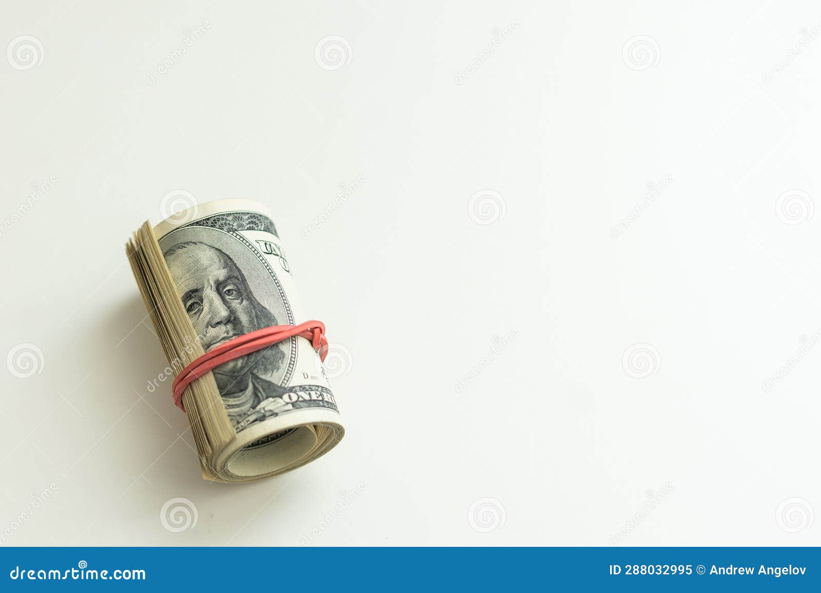 Roll of Money Wrapped with a Red Elastic Isolated Stock Image - Image ...
