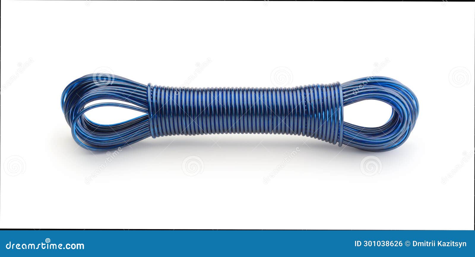 Roll of New Blue Nylon Rope Isolated Stock Photo - Image of fiber, rope ...
