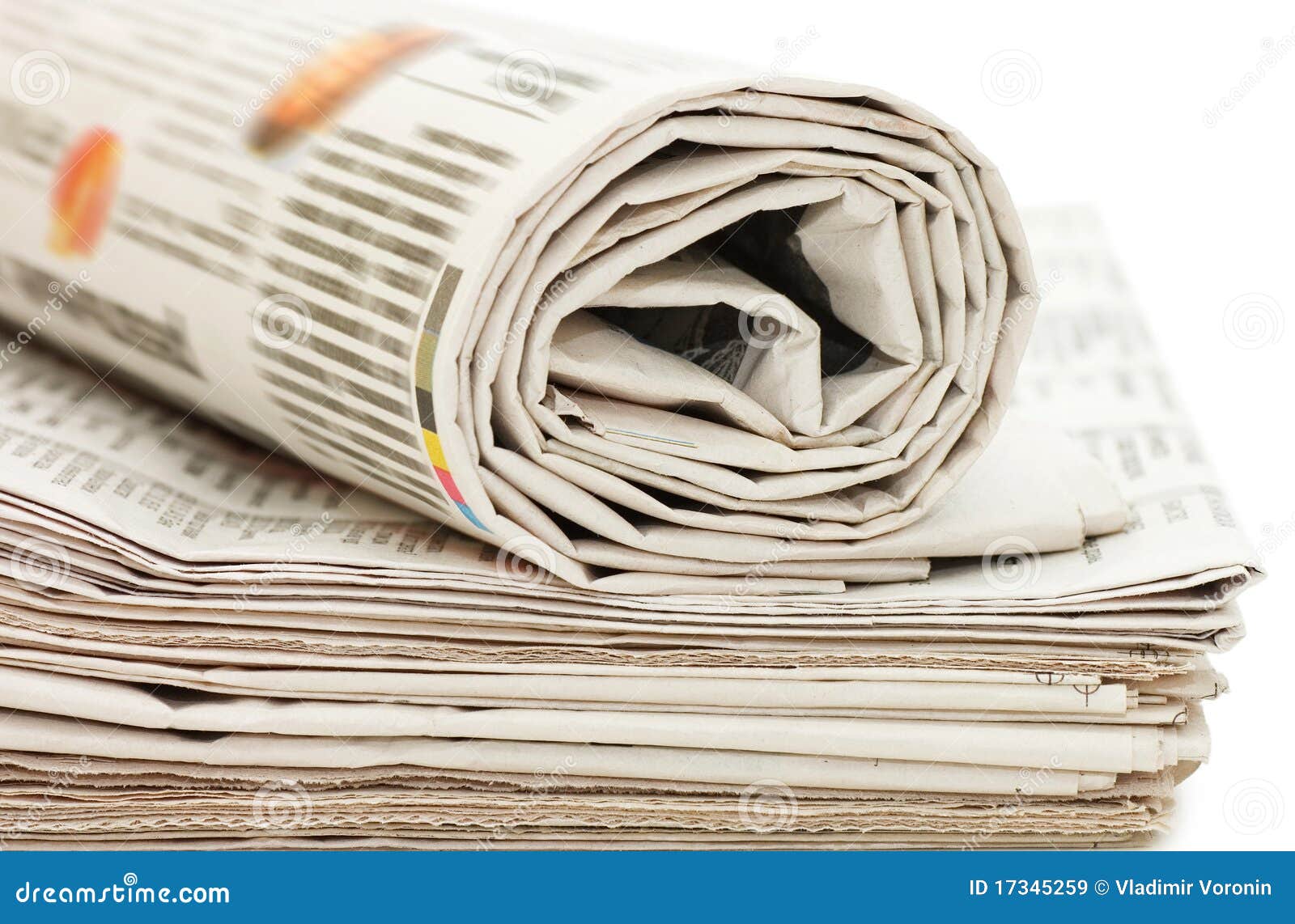 Roll of Newspapers, Isolated on White Background Stock Image - Image of ...