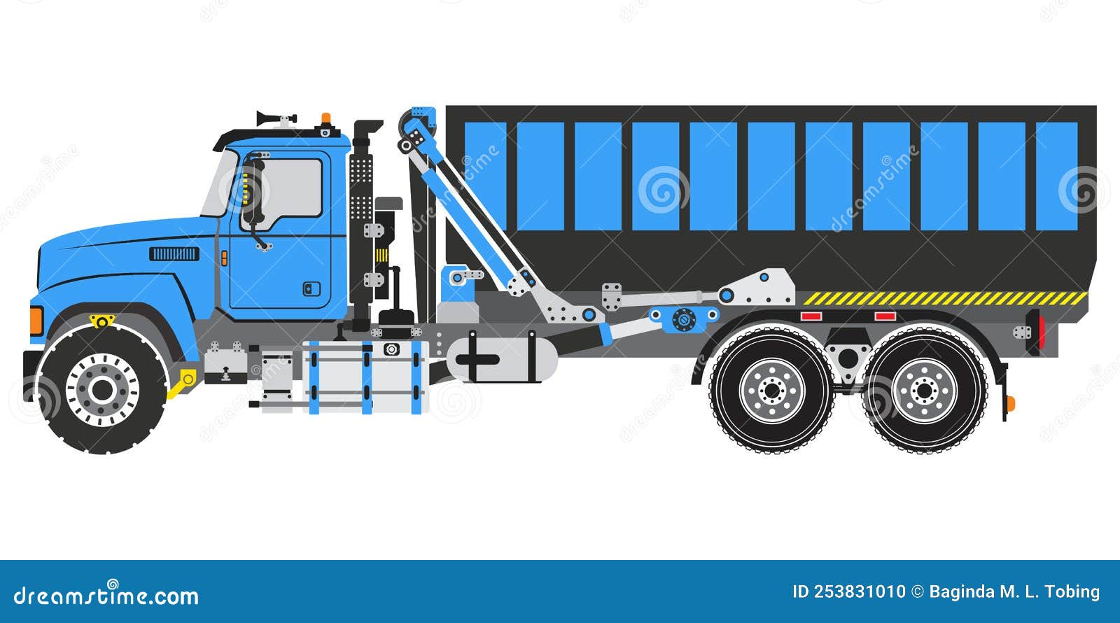 Roll Off Truck or Roll-Off Truck with an Open Container Dumpster Vector ...
