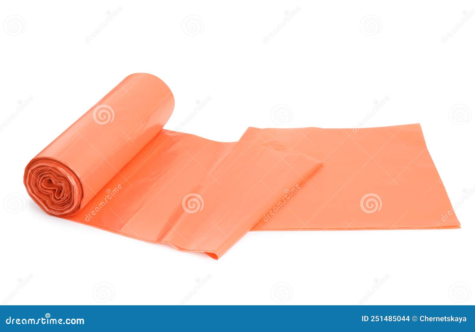 Roll of Orange Garbage Bags Isolated on White Stock Photo - Image of ...