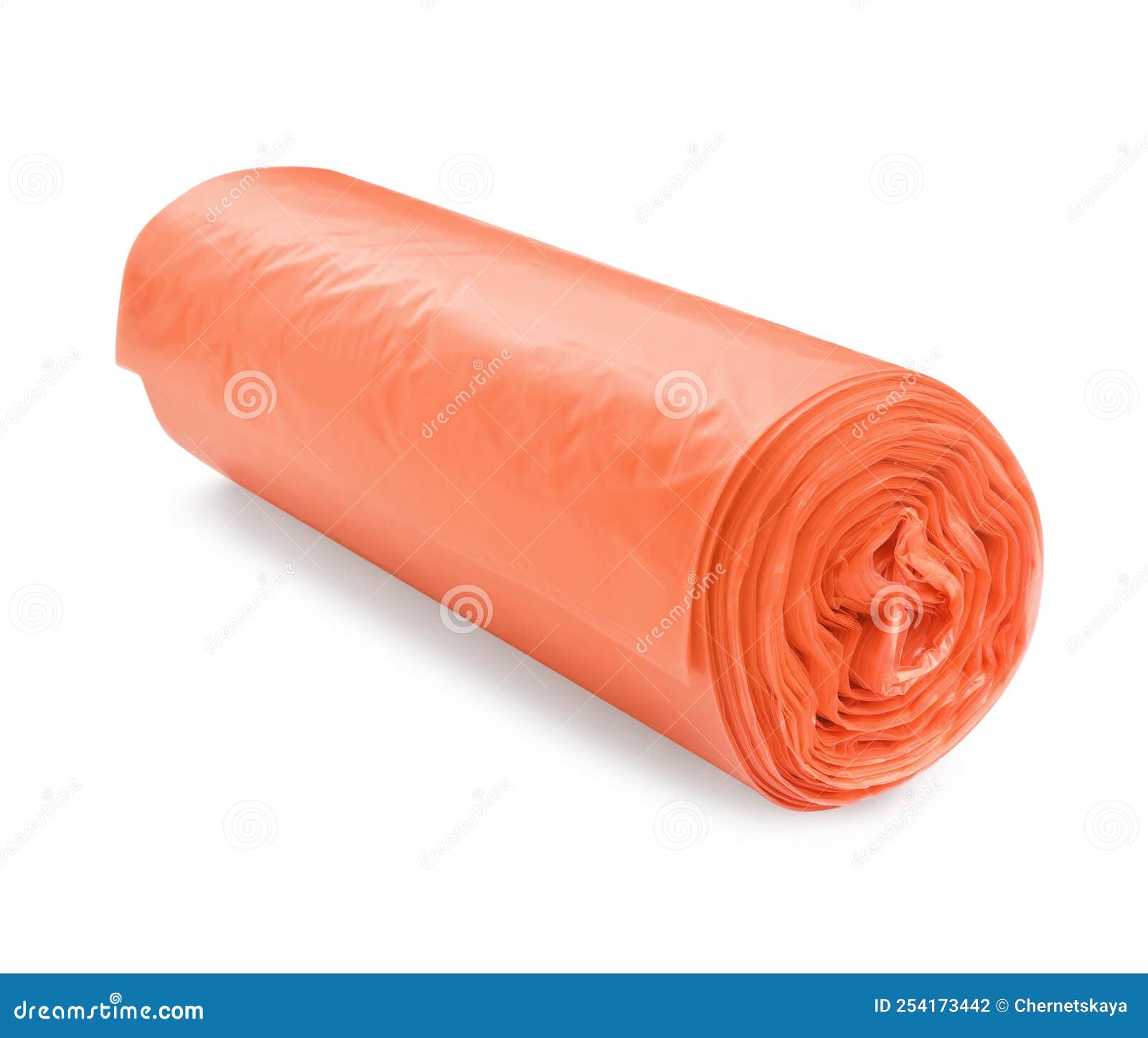 Roll of Orange Garbage Bags Isolated on White Stock Photo - Image of ...