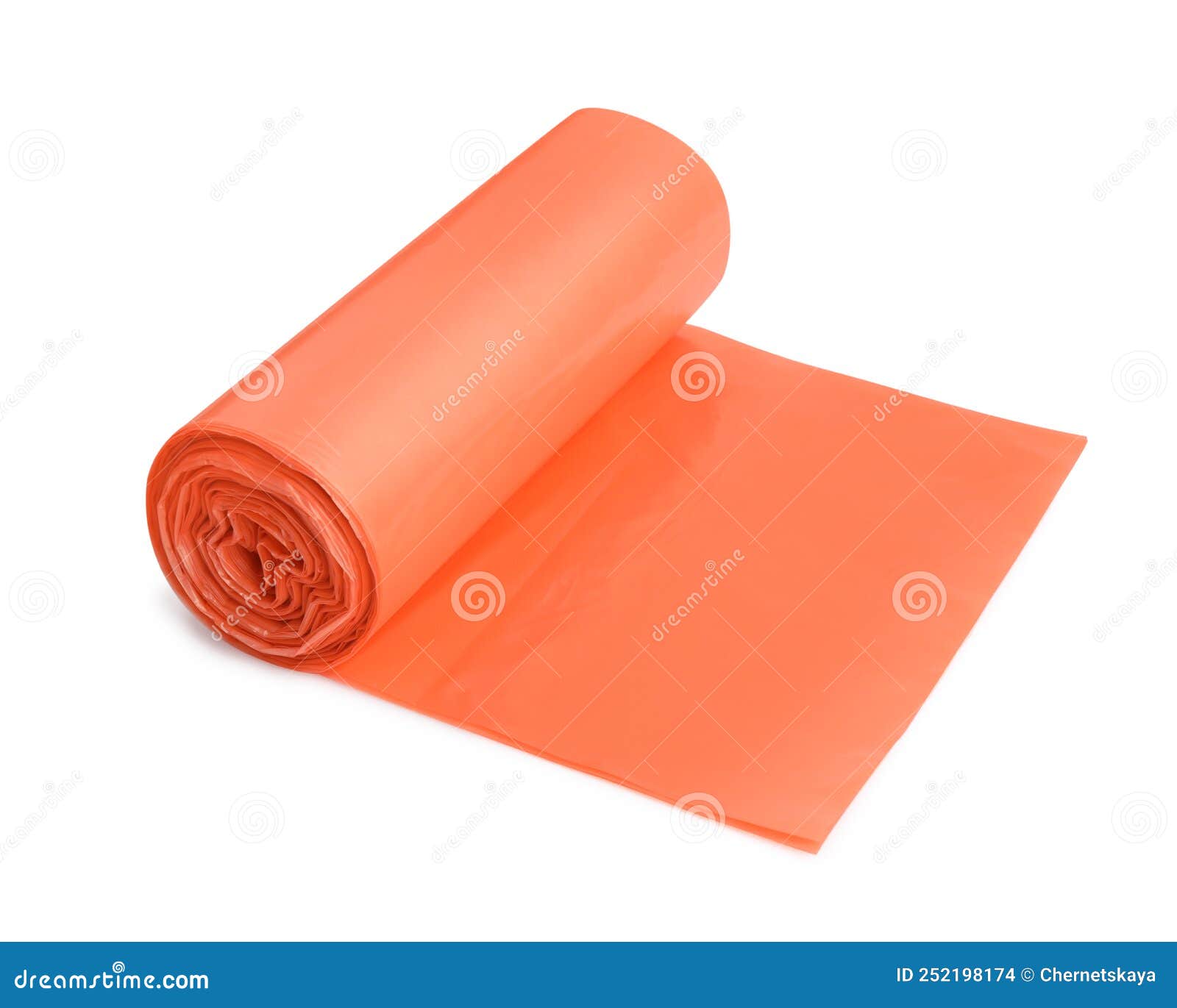 Roll of Orange Garbage Bags Isolated on White Stock Photo - Image of ...