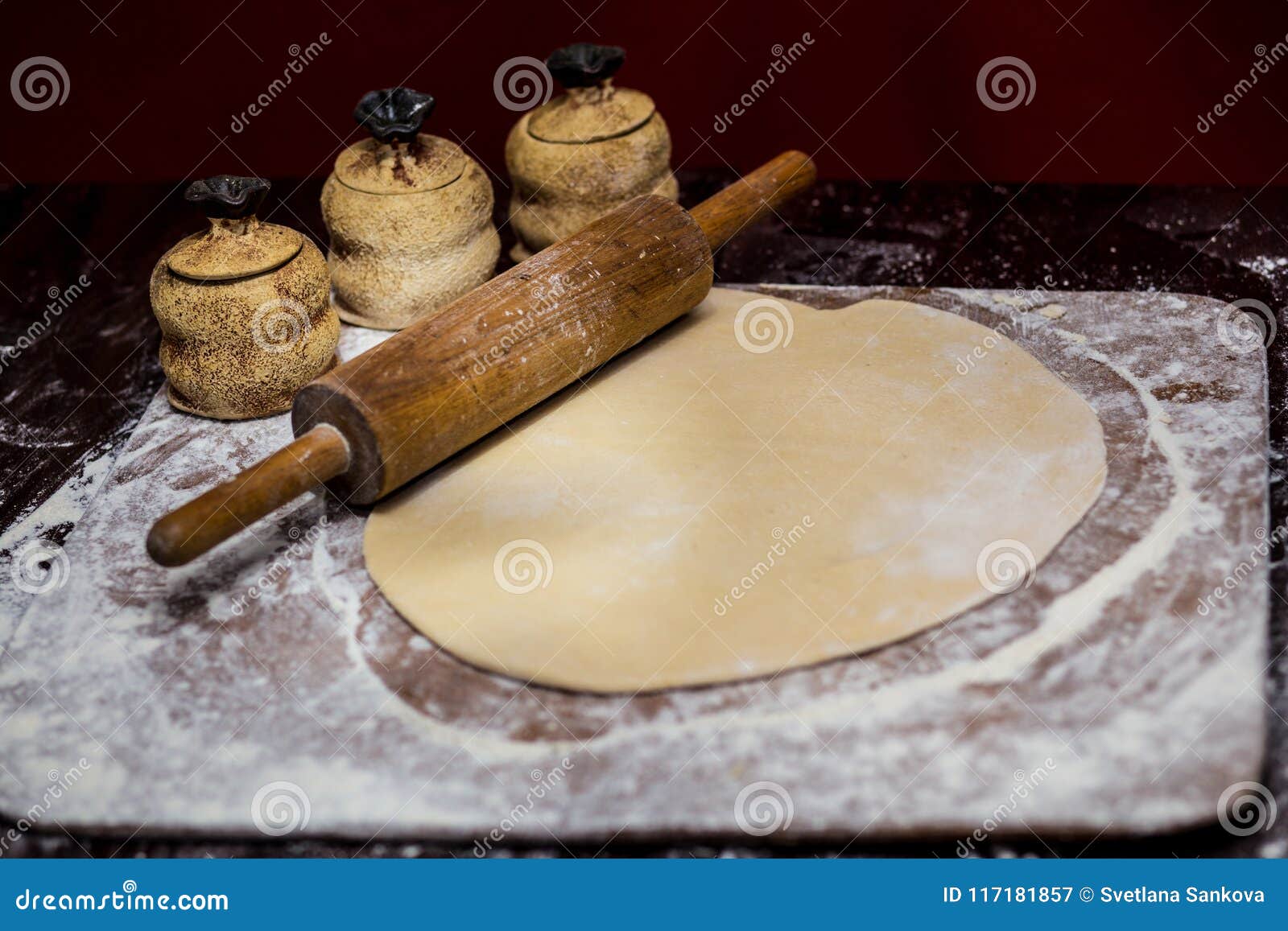 Roll Out Dough with Rolling Pin Stock Image - Image of advertising ...