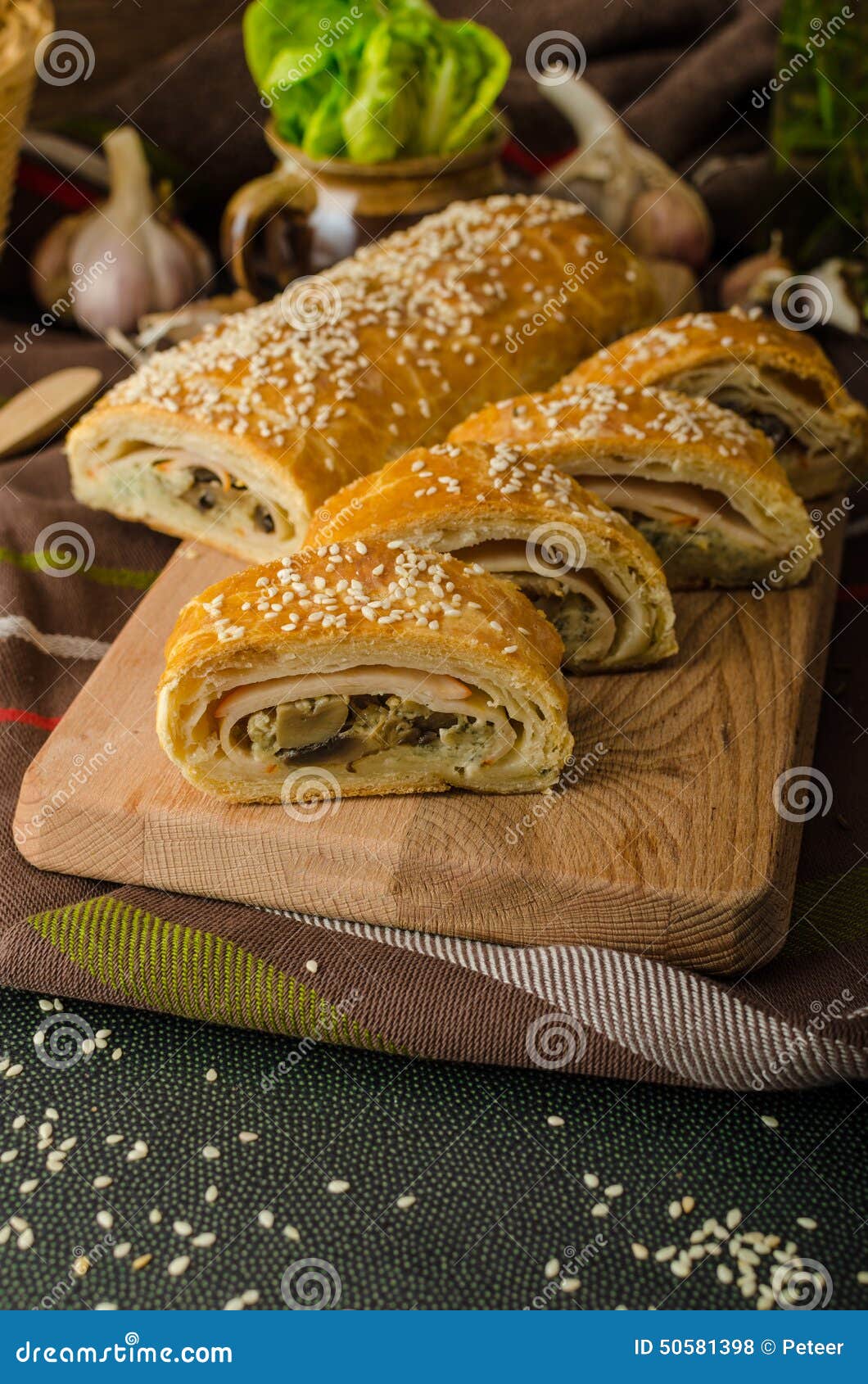 Roll Out Puff Pastry Stuffed Stock Photo - Image of meat, breakfast ...