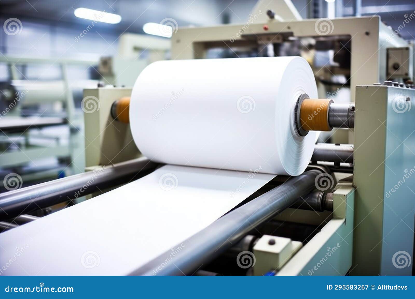 A Roll of Paper Feeding into a Printing Press Stock Illustration ...