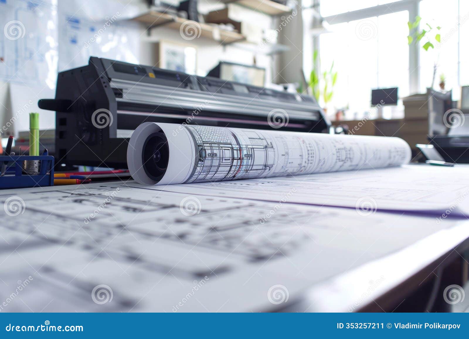 A Roll of Paper on a Table, Suitable for Office or Craft Projects Stock ...