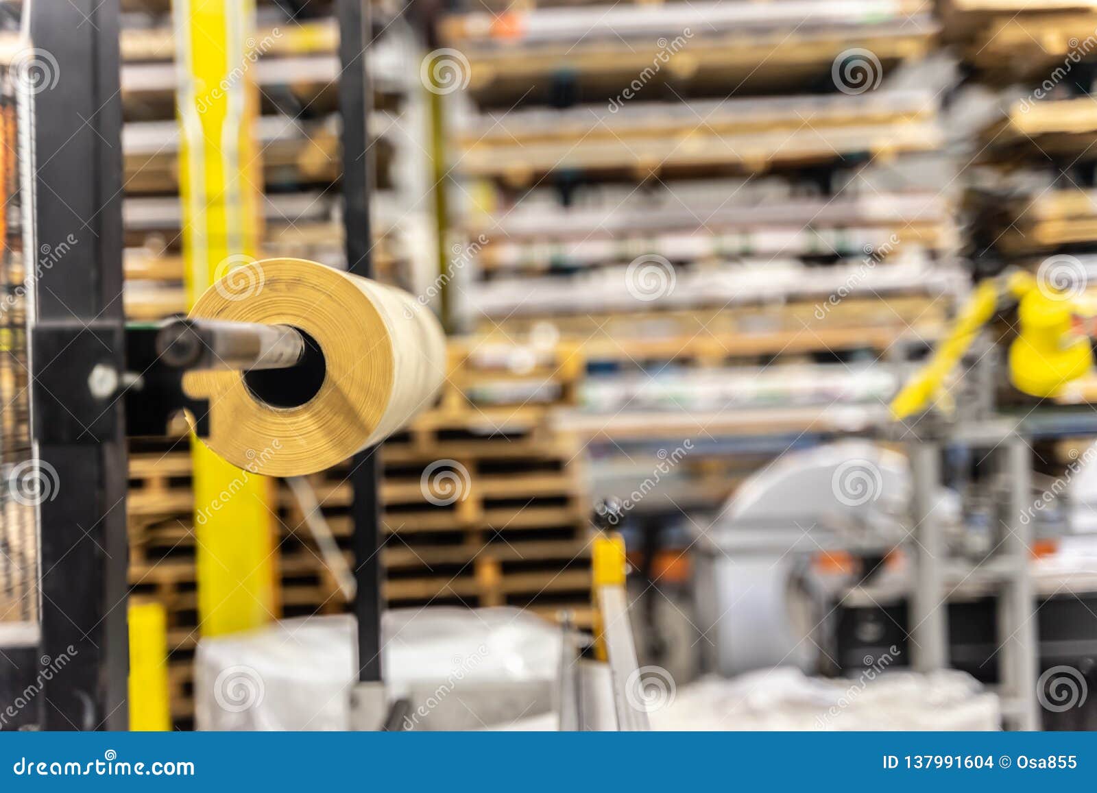 Roll of Paper Wrapping Material in Factory Workshop Packaging Stock ...