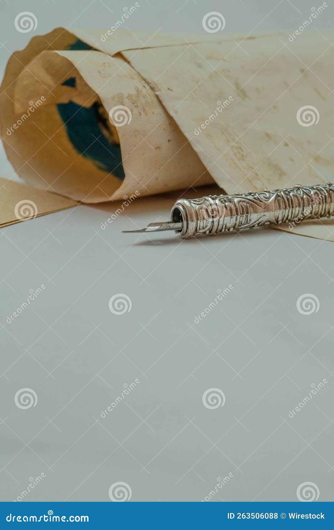 Roll of Parchment Paper with a Vintage Pen Stock Photo - Image of ...